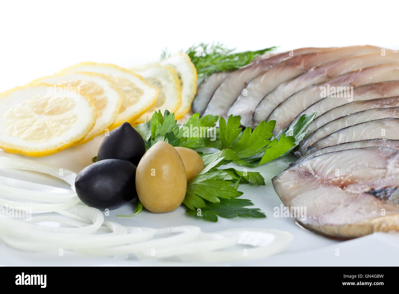 sliced fish with vegetables Stock Photo - Alamy