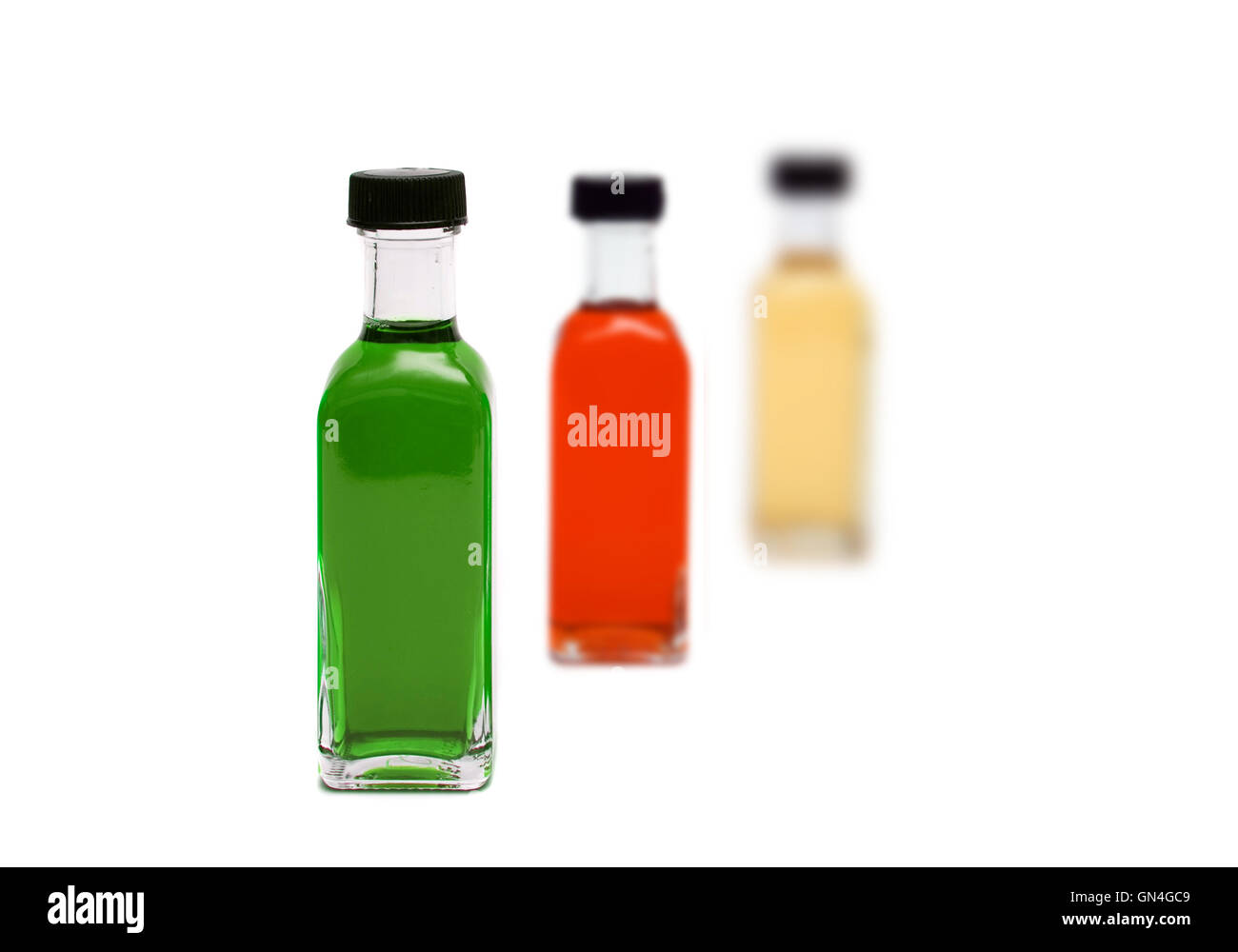 Line of glass bottles Stock Photo - Alamy