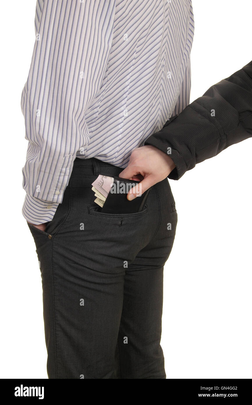 a thief steals a purse from man Stock Photo - Alamy
