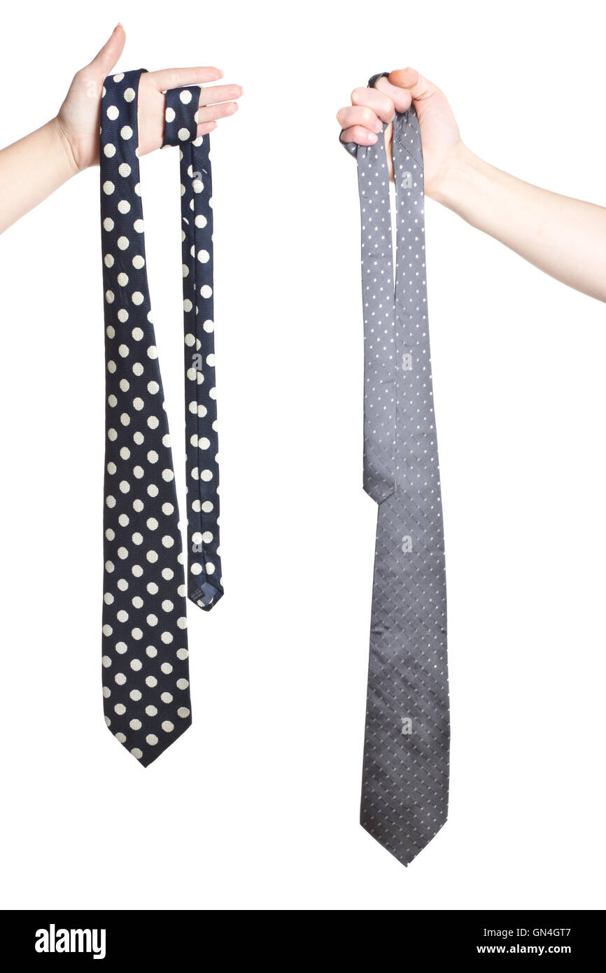 two hand holding tie's Stock Photo - Alamy