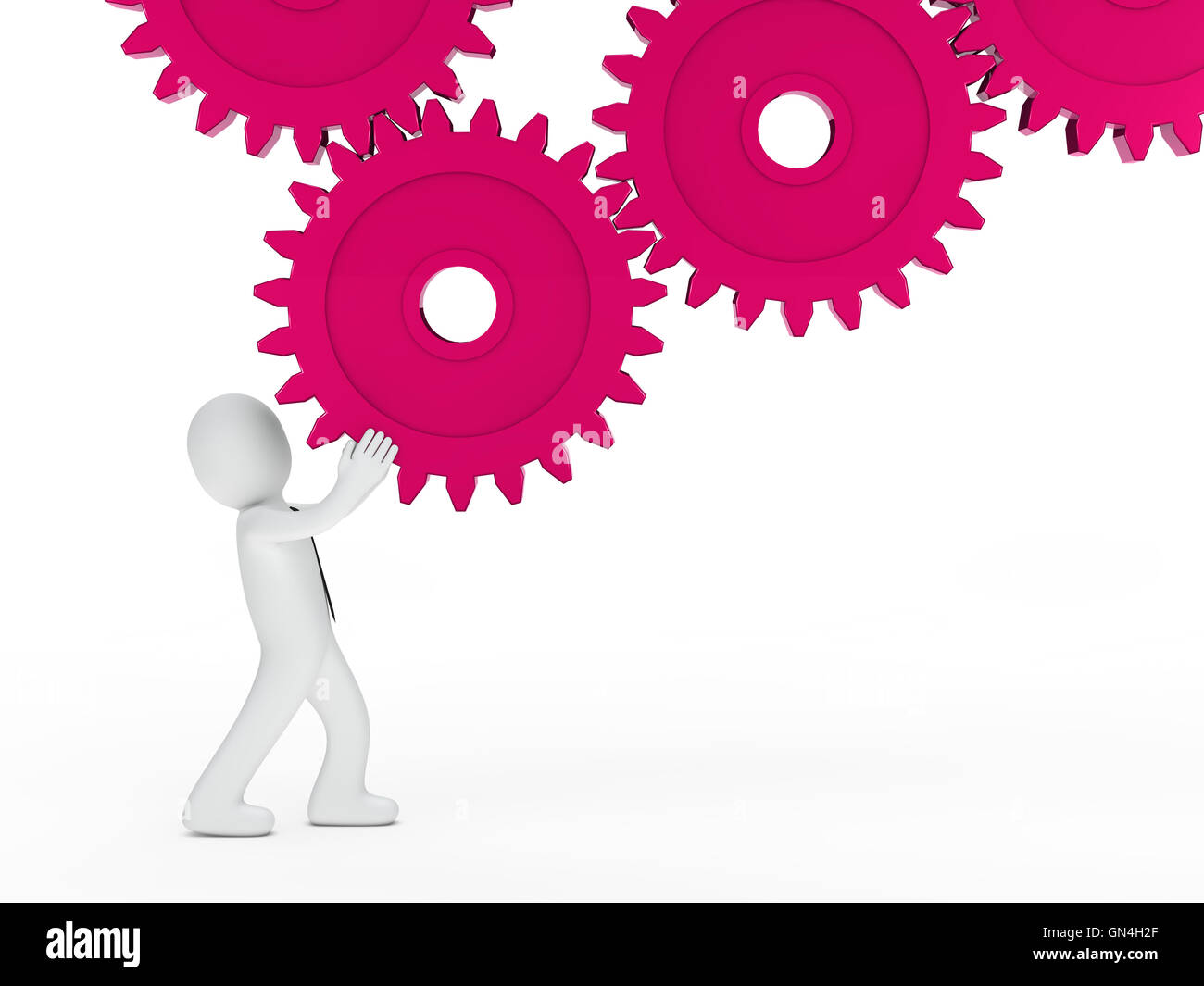 businessman pink mechanic gear Stock Photo - Alamy