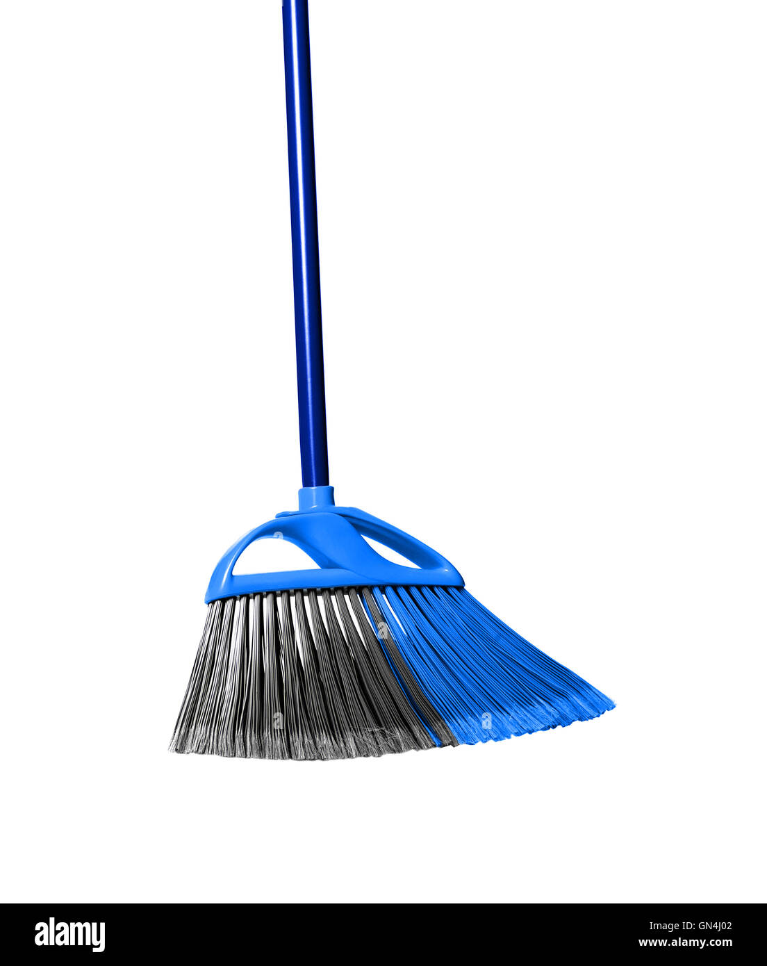 plastic blue broom isolated on white background Stock Photo - Alamy