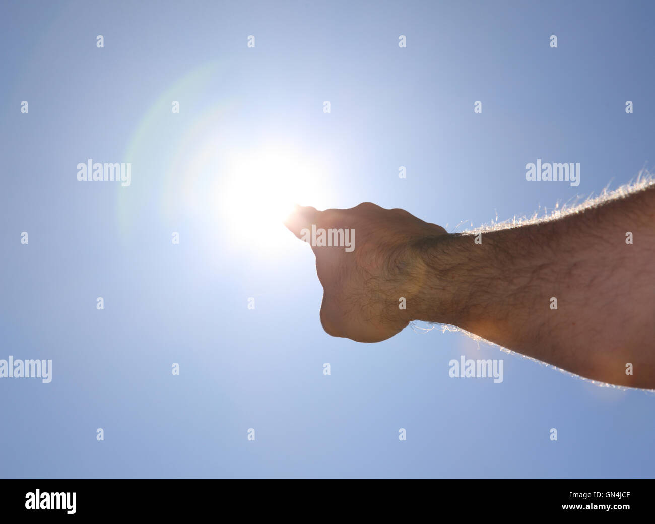 Pointing with finger Stock Photo - Alamy