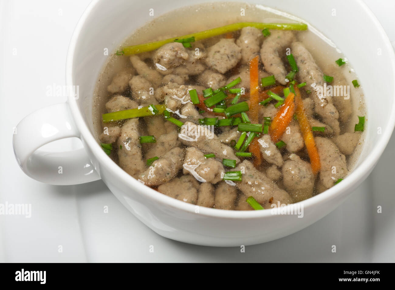 bavarian liver pasta soup Stock Photo - Alamy