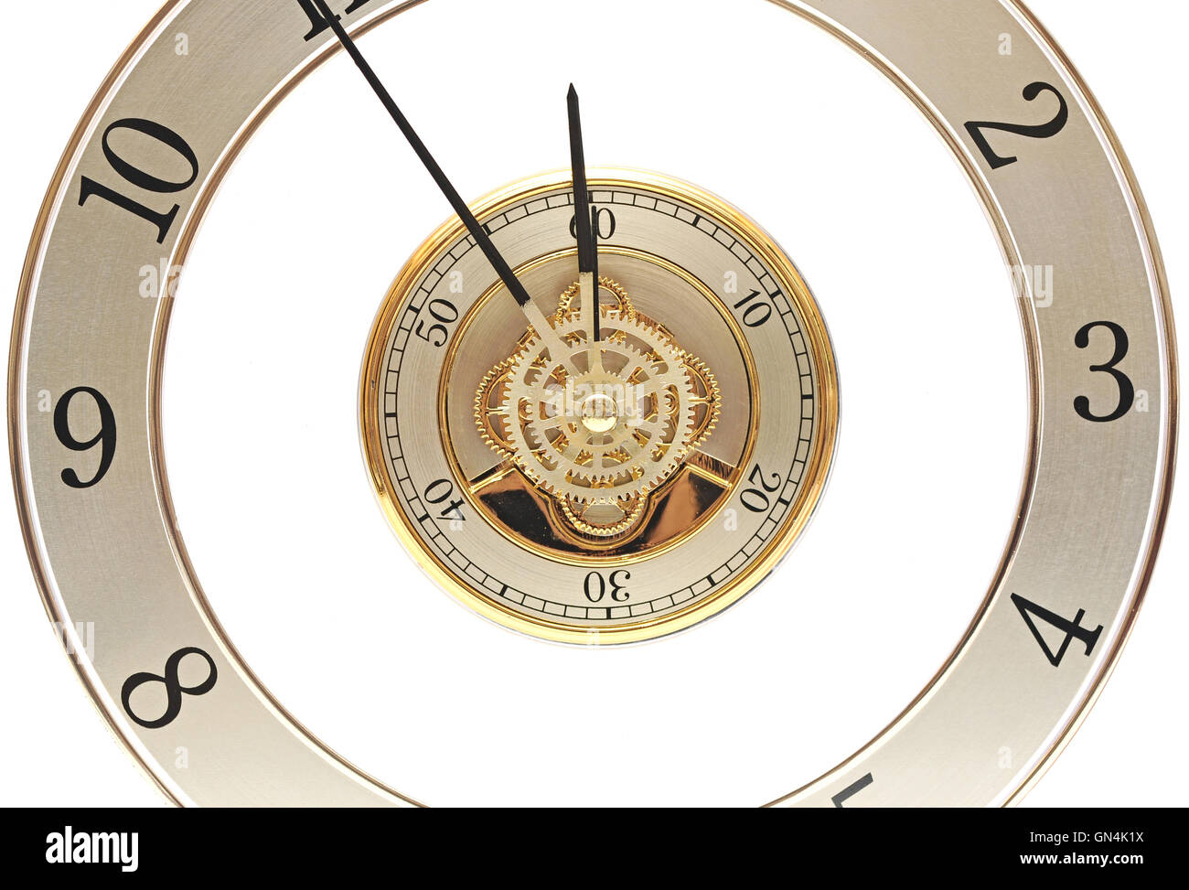 closeup golden clock with gears Stock Photo - Alamy