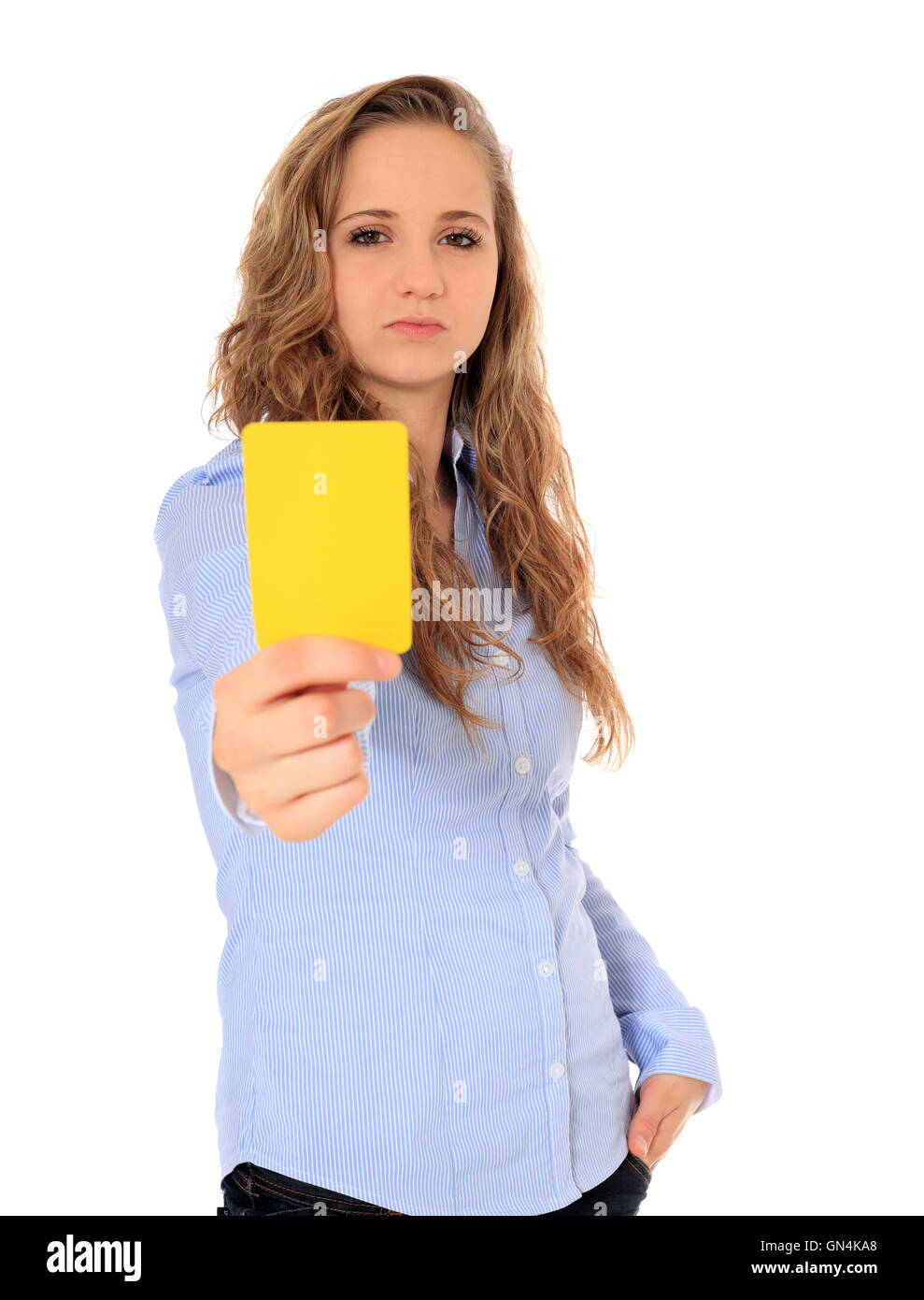 Female referee yellow card hi-res stock photography and images - Alamy