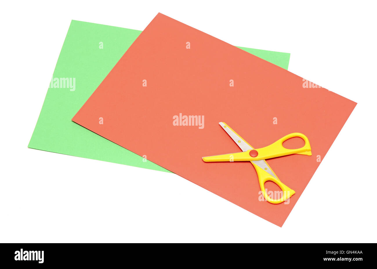 color paper and scissors isolated on a white background Stock Photo - Alamy