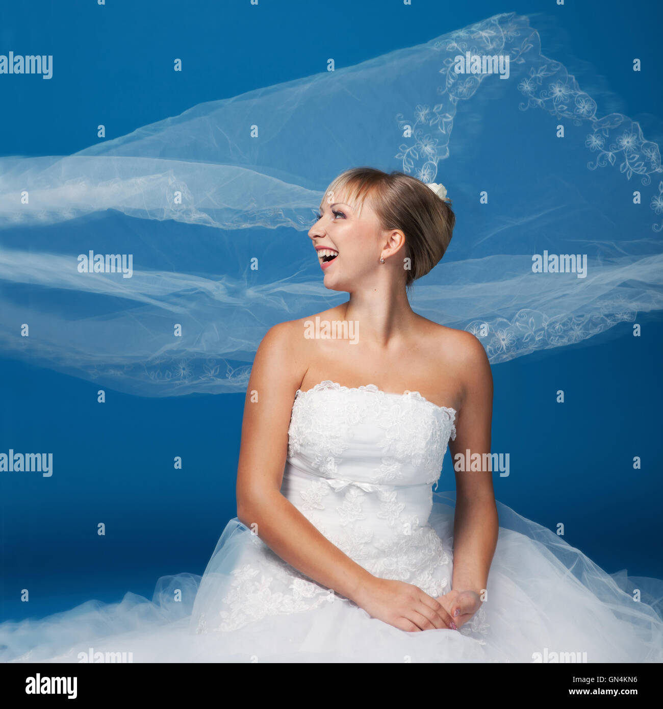 Bride on blue Stock Photo - Alamy