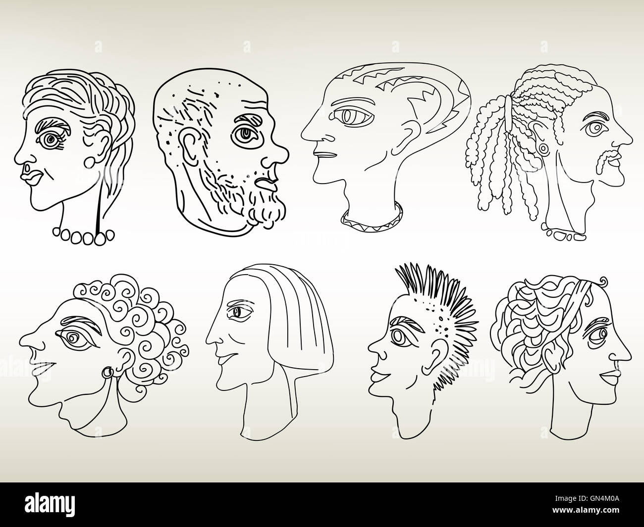 Hand drawn portraits Stock Photo - Alamy