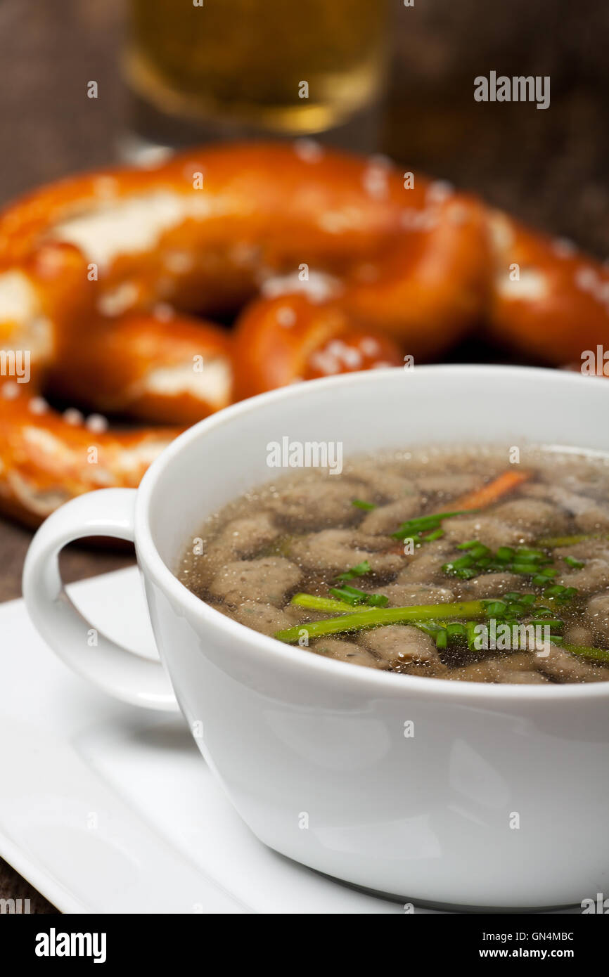 Liver spaetzle noodle soup hi-res stock photography and images - Alamy