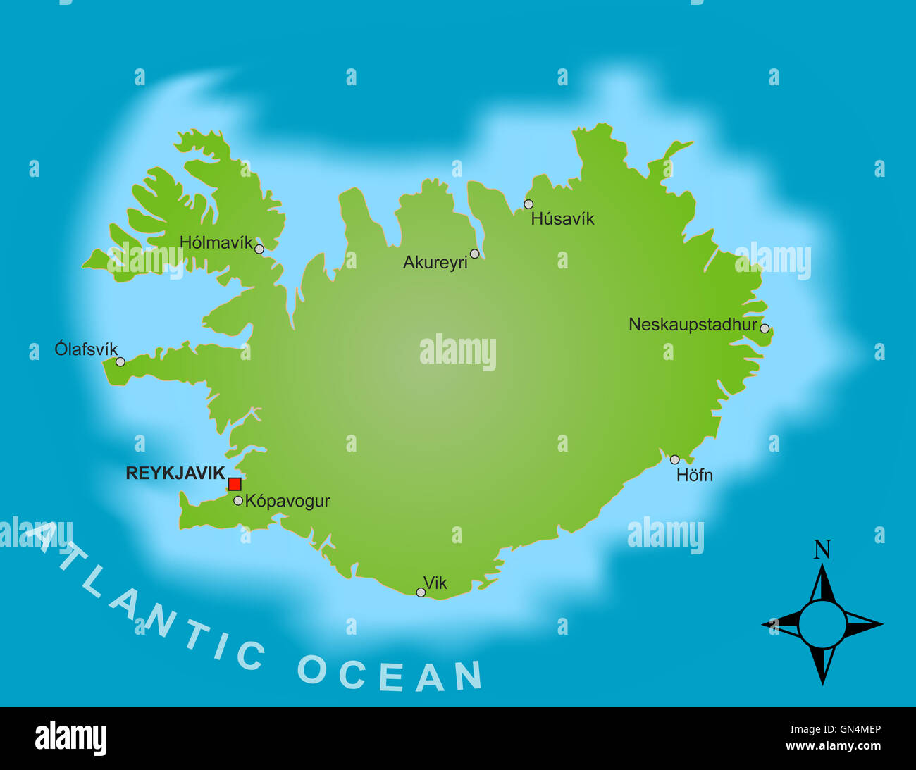Map of Iceland Stock Photo - Alamy