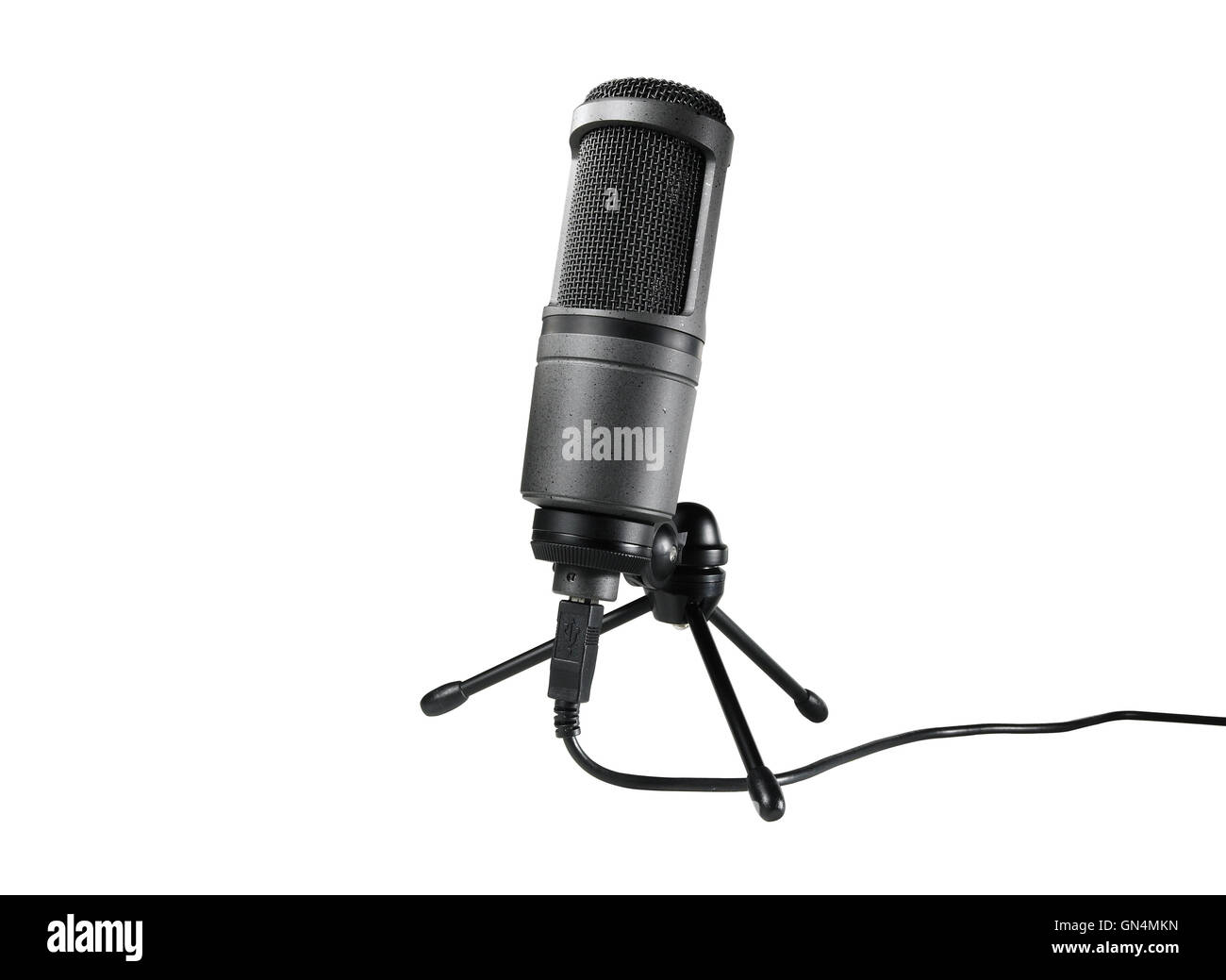 Studio microphone on stand isolated Stock Photo - Alamy