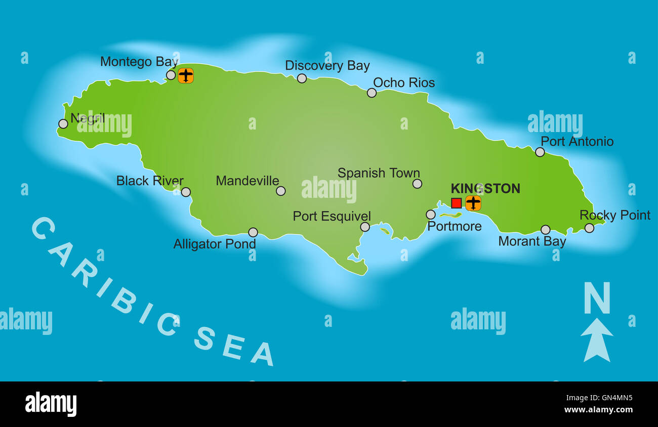 Jamaican map hi-res stock photography and images - Alamy