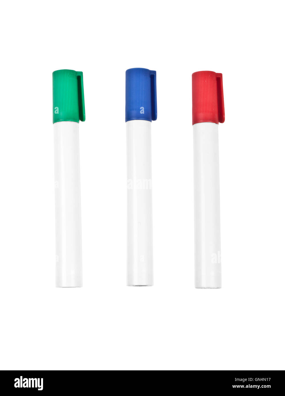 Three highlighter marker pens, isolated on white Stock Photo - Alamy