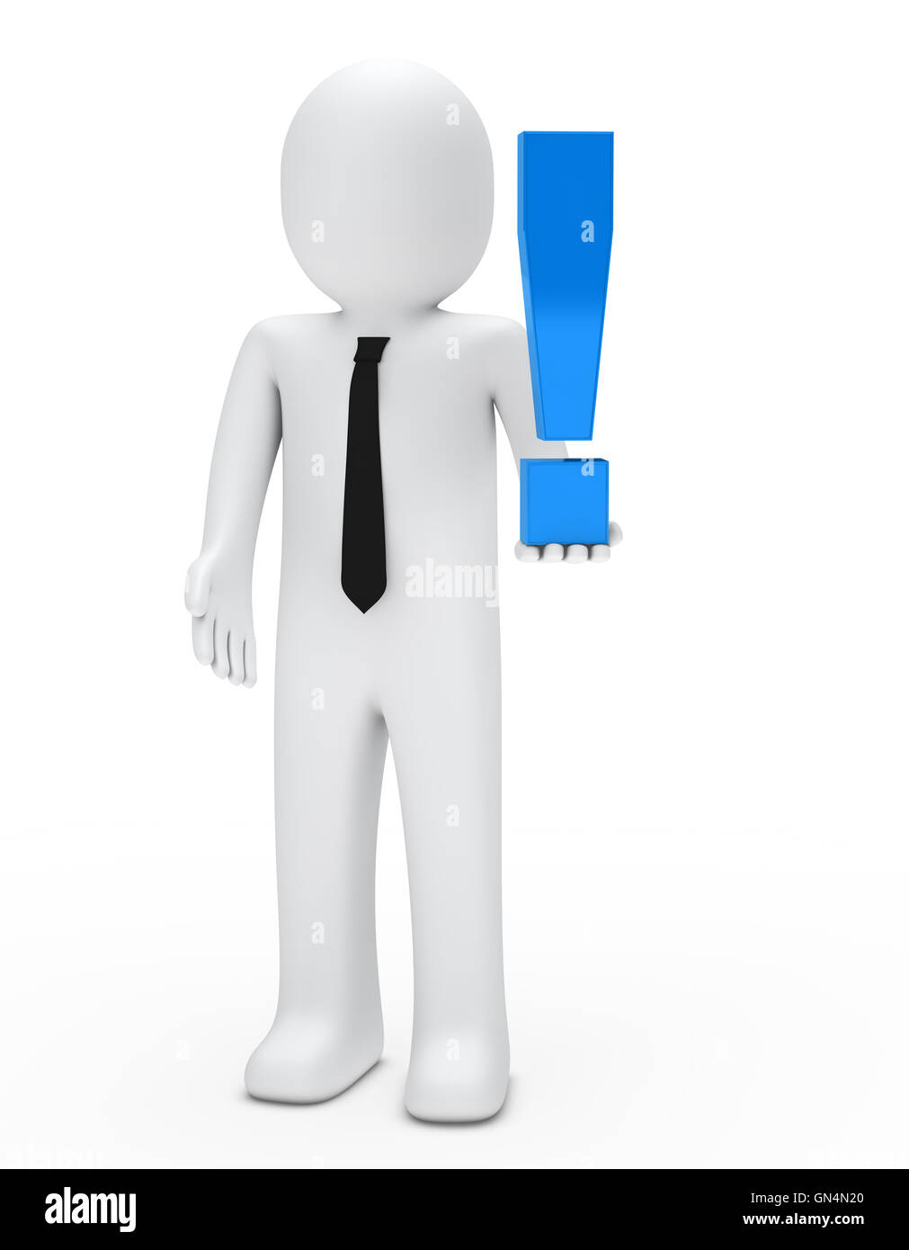 3d business man for blue exclamation mark hi-res stock photography and ...