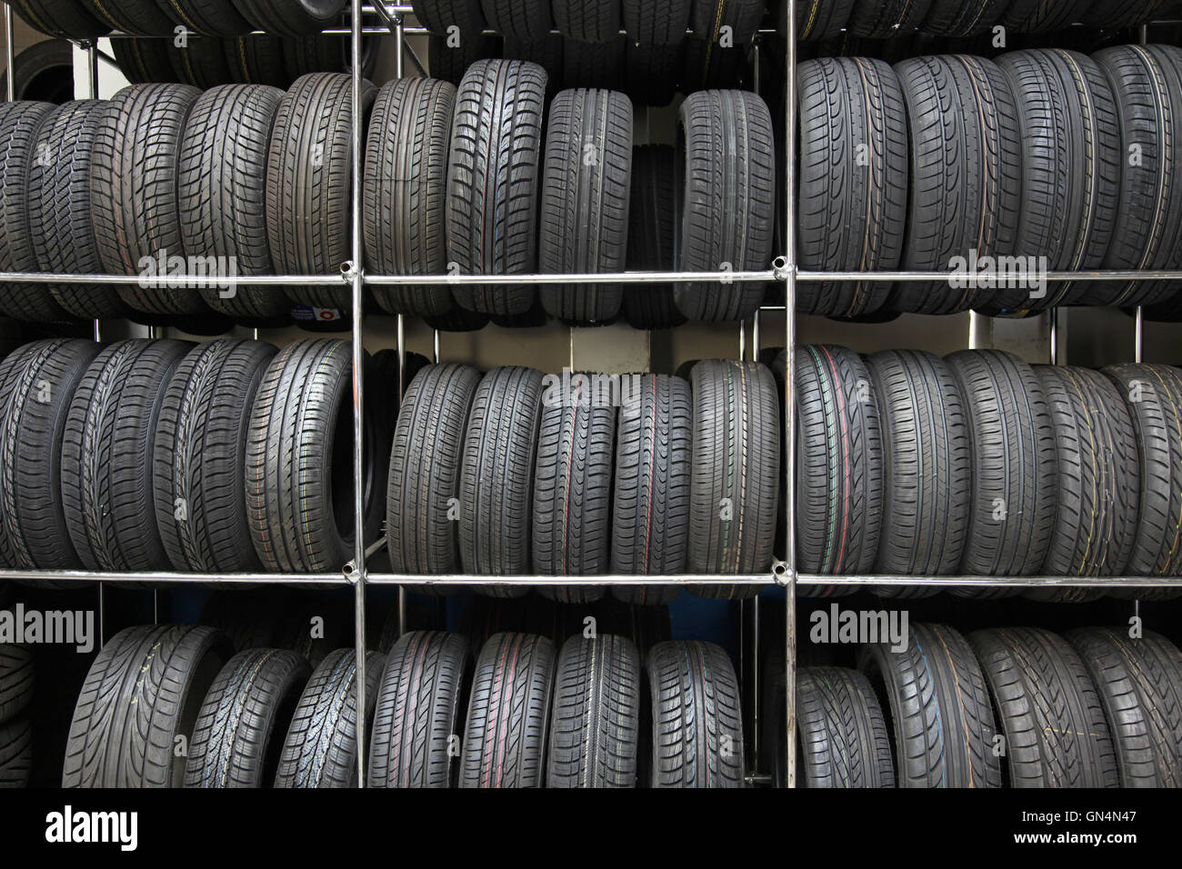 Car tires rack hi-res stock photography and images - Alamy