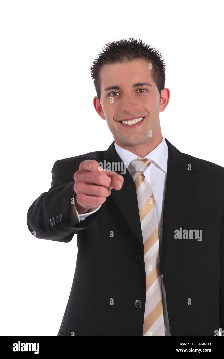 Business man pointing suit isolated hi-res stock photography and images ...