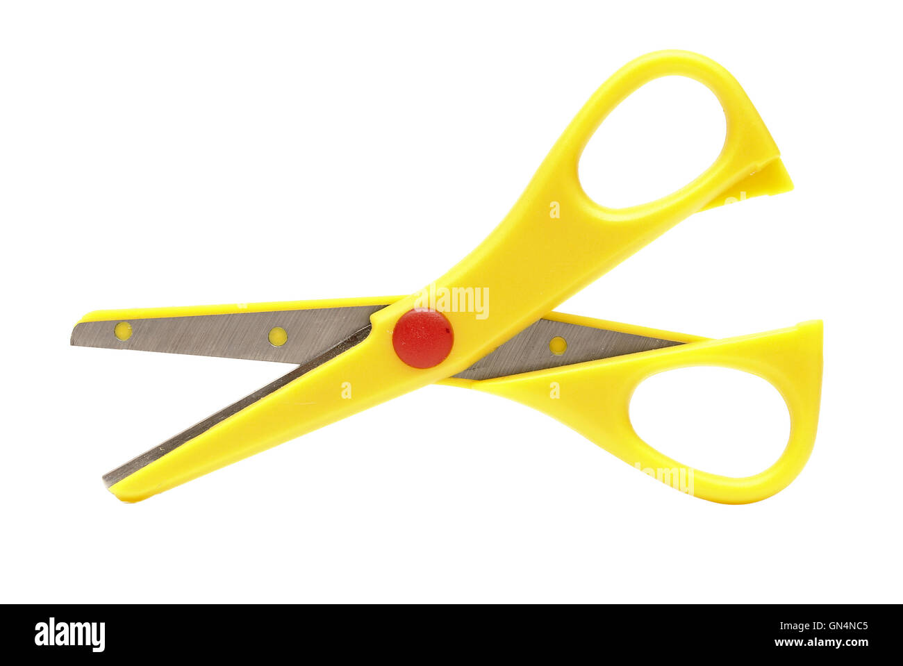Yellow scissors isolated on a white background Stock Photo - Alamy