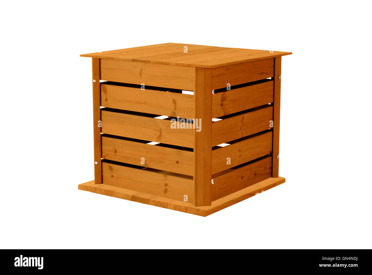 Wooden box. Isolated on white. Render Stock Photo - Alamy