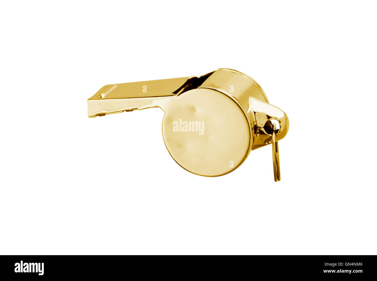 Golden whistle pendant isolated on white Stock Photo - Alamy