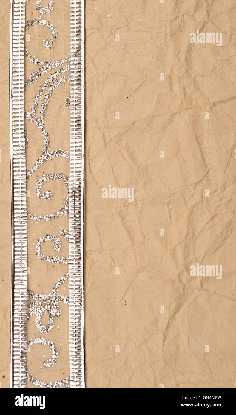 old paper with silver ribbon Stock Photo - Alamy