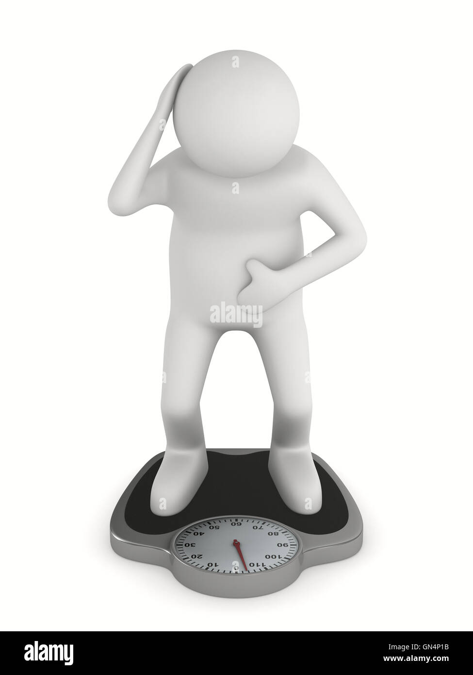 man on floor scales. Isolated 3D image Stock Photo - Alamy