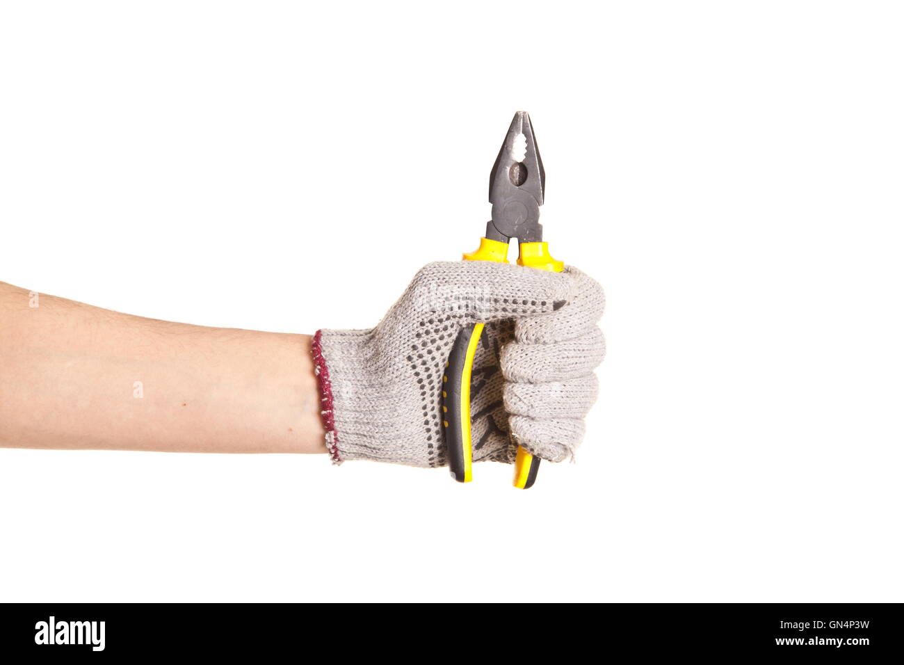 man holding Pliers isolated Stock Photo - Alamy