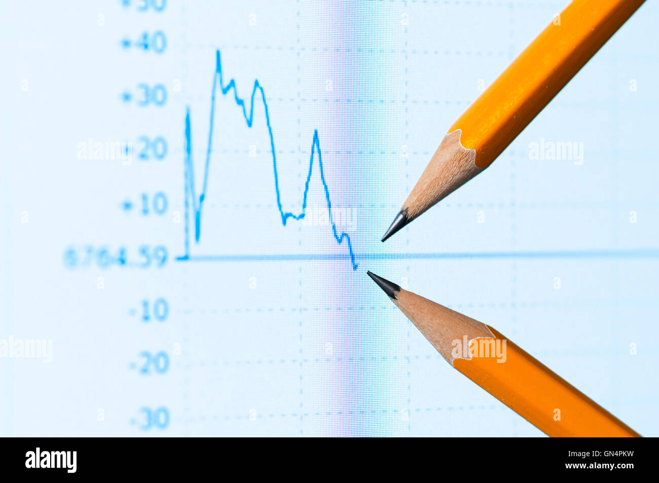 Analysis colorful stock chart on monitor Stock Photo - Alamy
