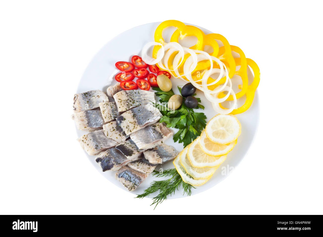 sliced fish with vegetables Stock Photo - Alamy