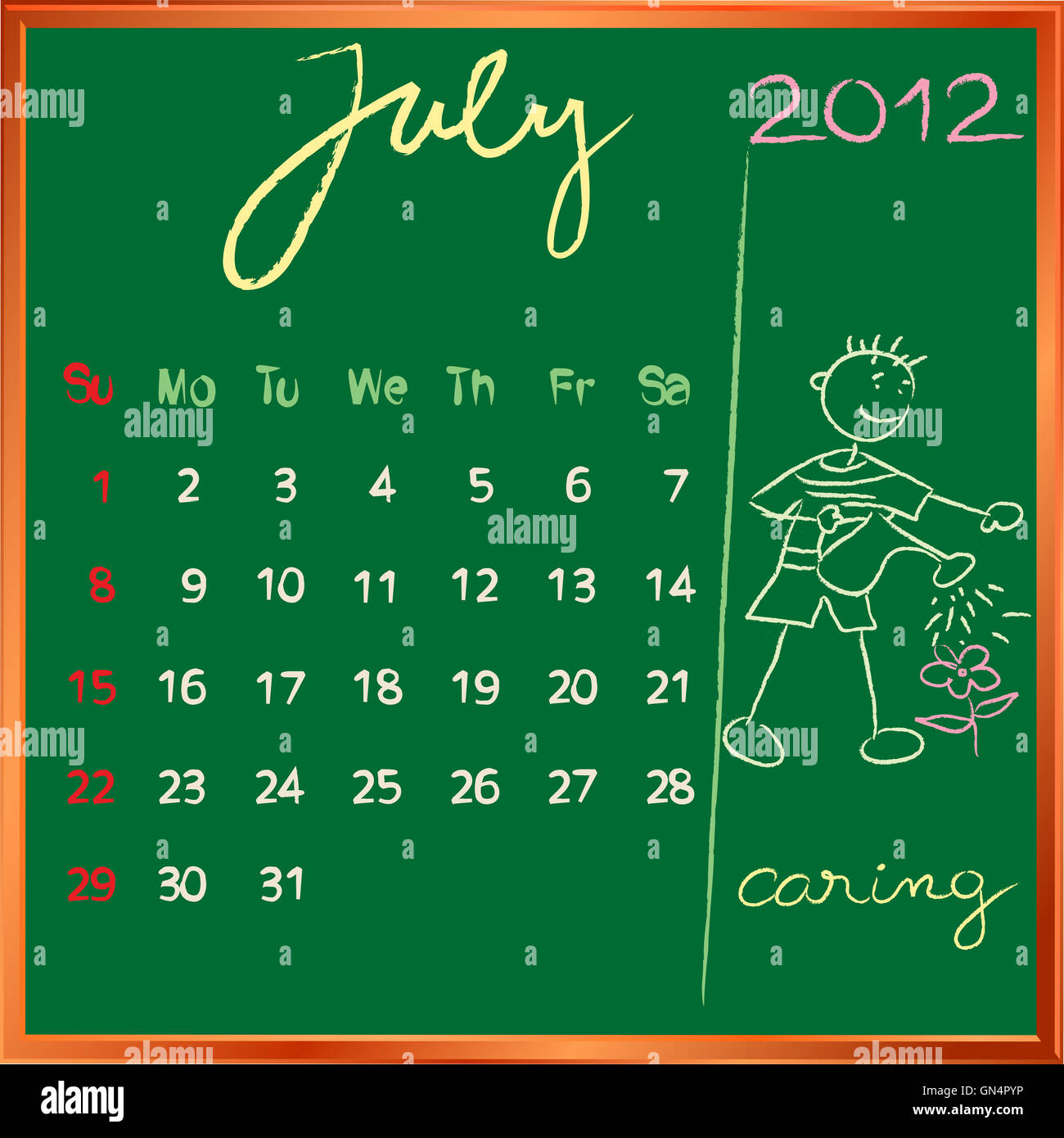 2012 calendar 7 july for school Stock Photo - Alamy