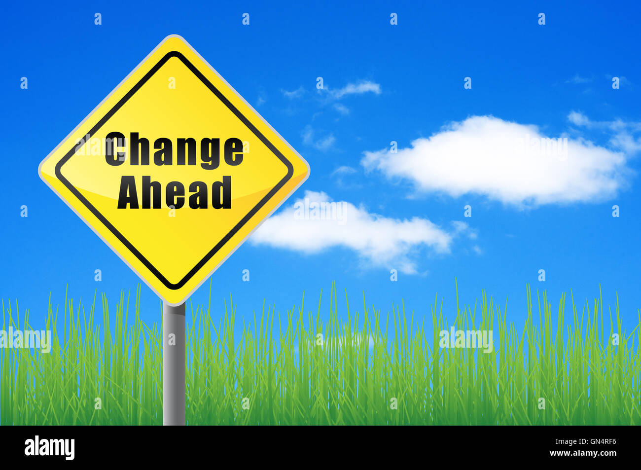 Road sign change ahead Stock Photo - Alamy