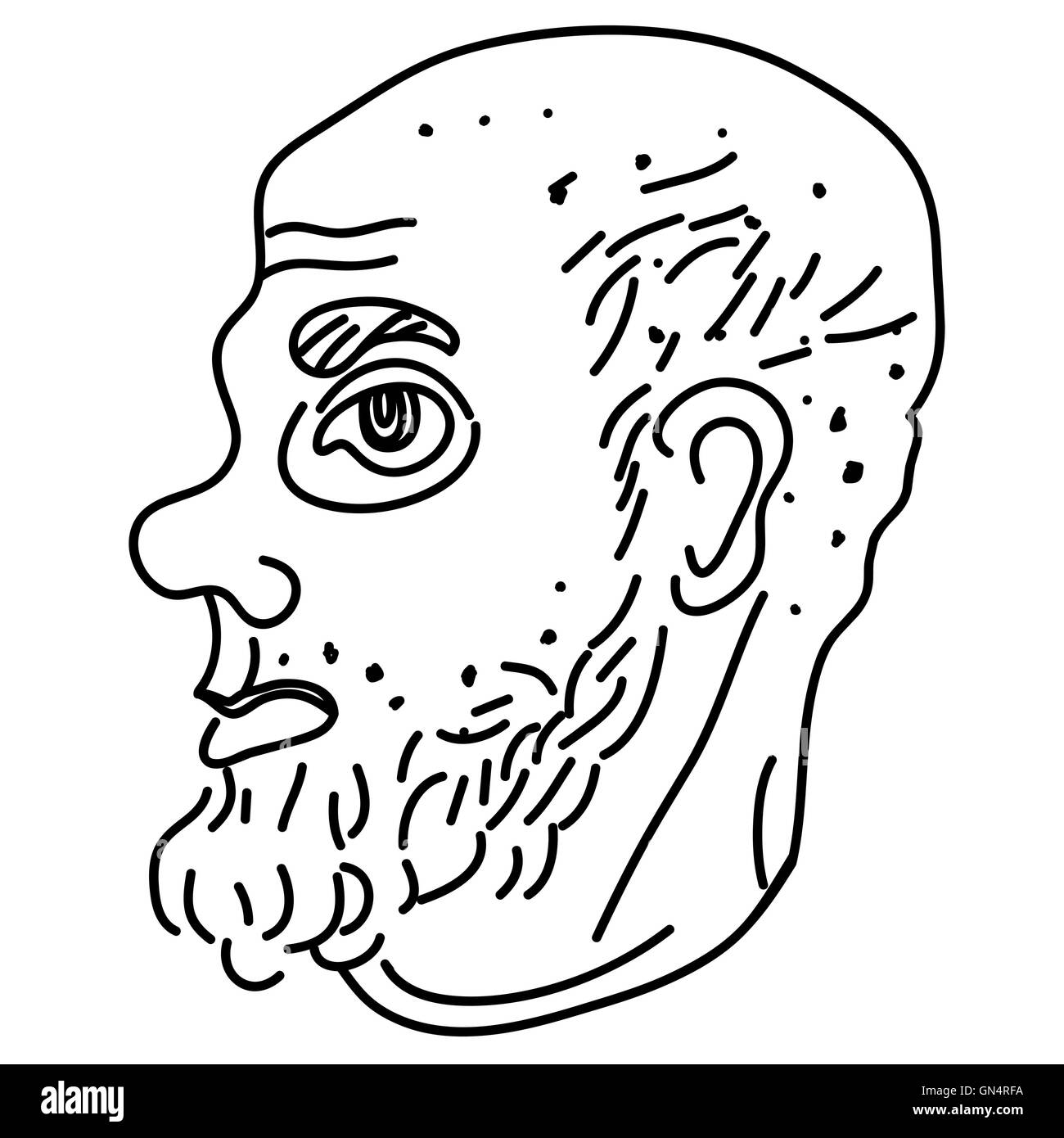 Cartoon head old man Black and White Stock Photos & Images - Alamy