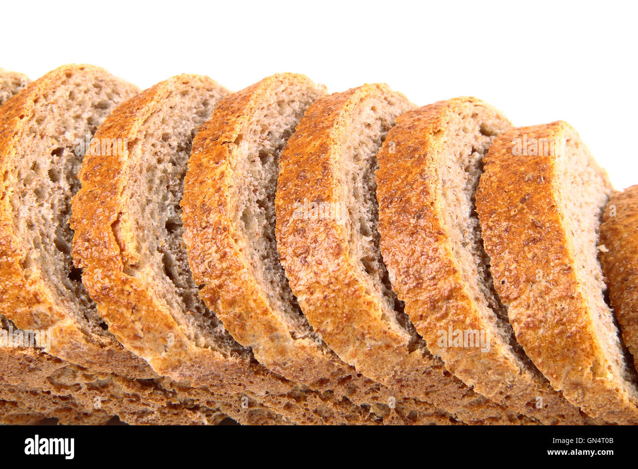 bread slices with chunk over white background Stock Photo - Alamy