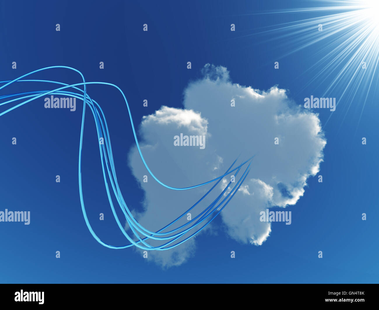blue metallic cables connected to cloud Stock Photo - Alamy