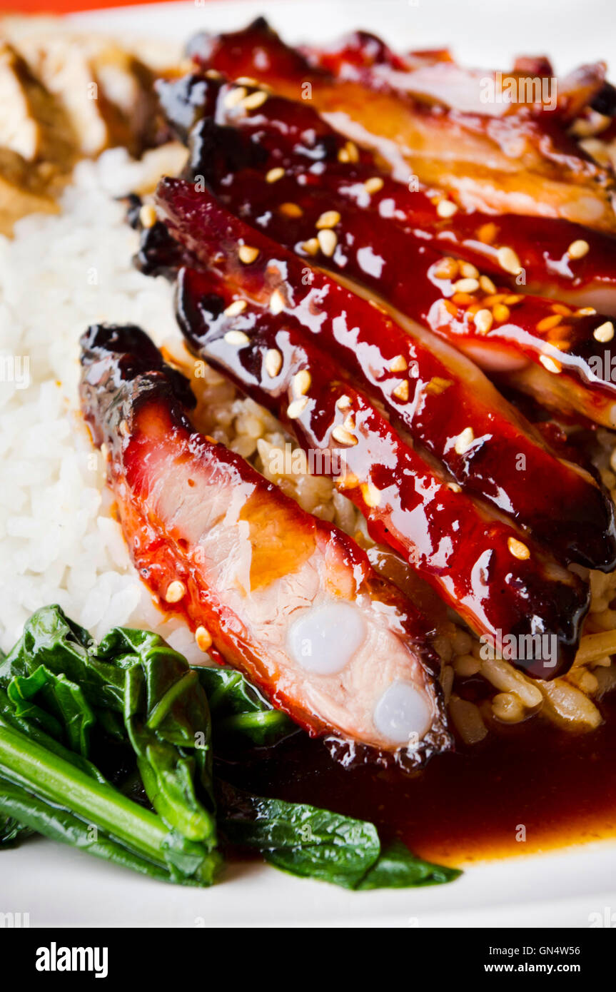 barbecue pork ribs rice Stock Photo - Alamy