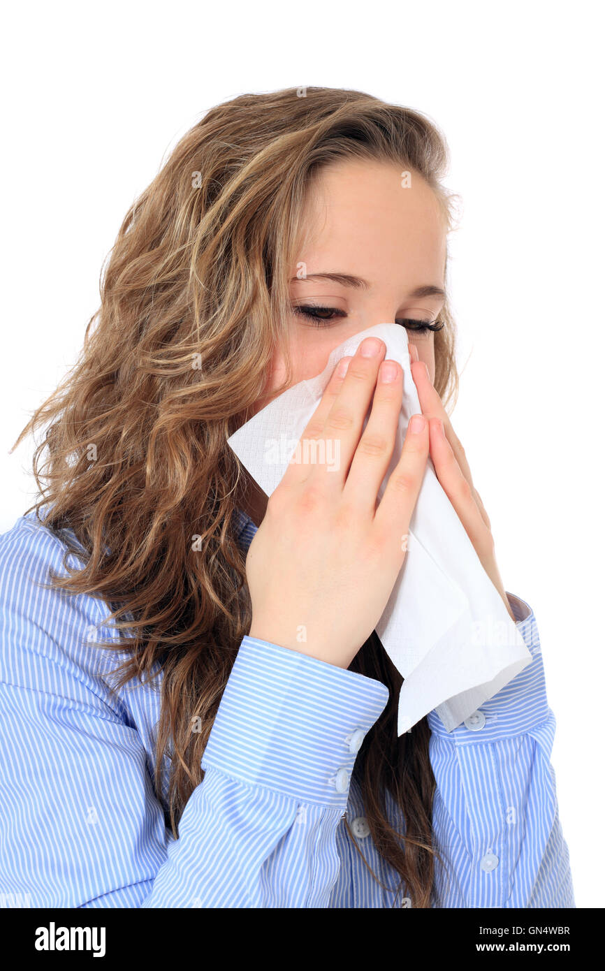 Woman got cold Stock Photo - Alamy