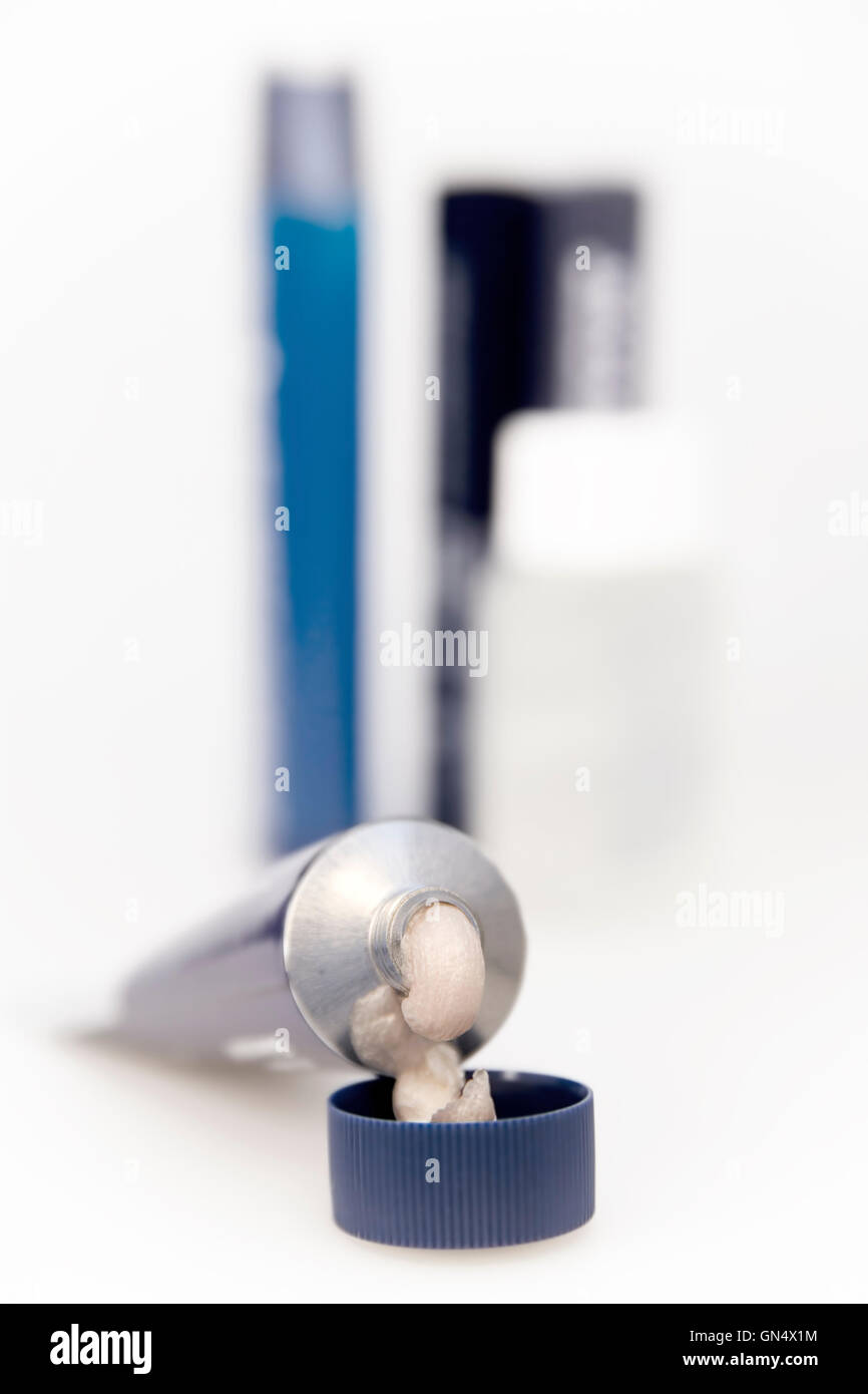 Cream for personal hygiene and cosmetic bottles Stock Photo - Alamy