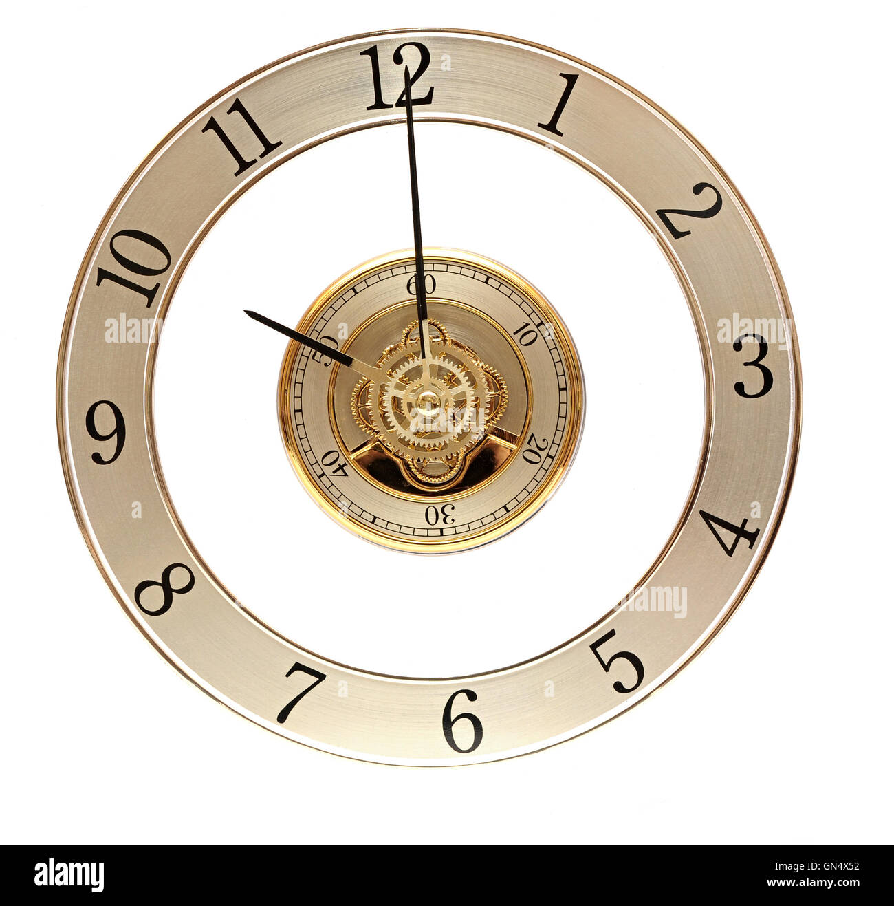 Golden Clock with gears Stock Photo - Alamy