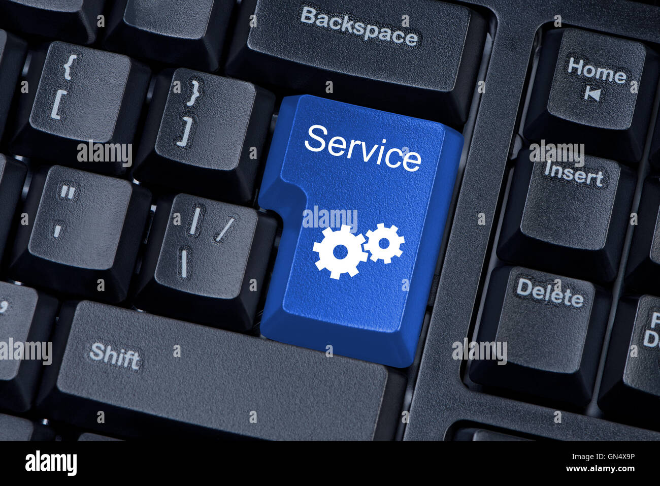 Service blue button computer keyboard internet concept Stock Photo - Alamy