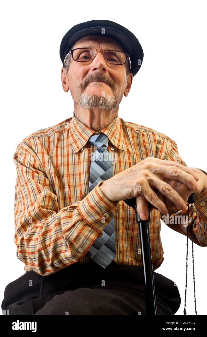 Man glasses walking stick hi-res stock photography and images - Alamy