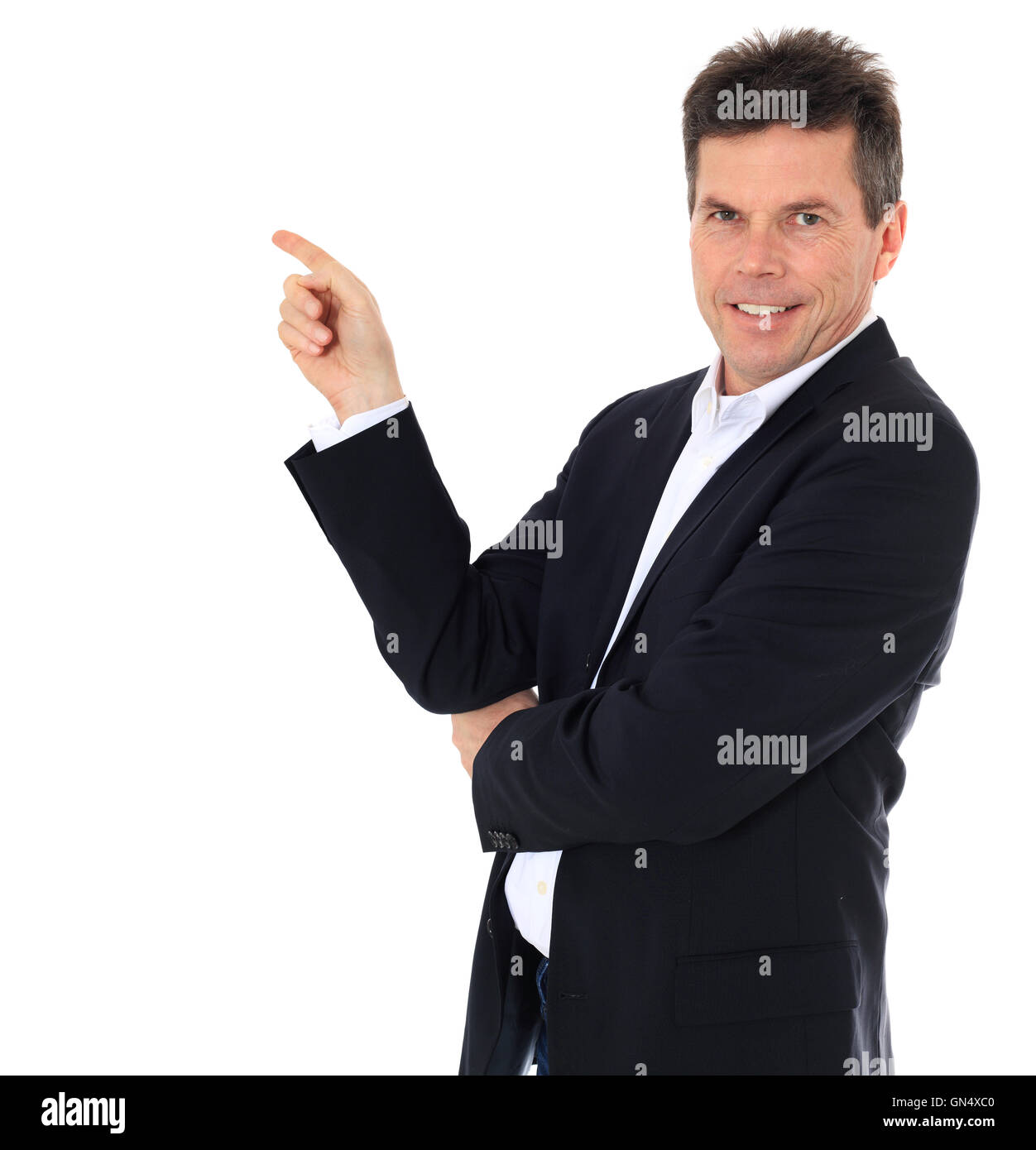 Pointing to the side Stock Photo - Alamy