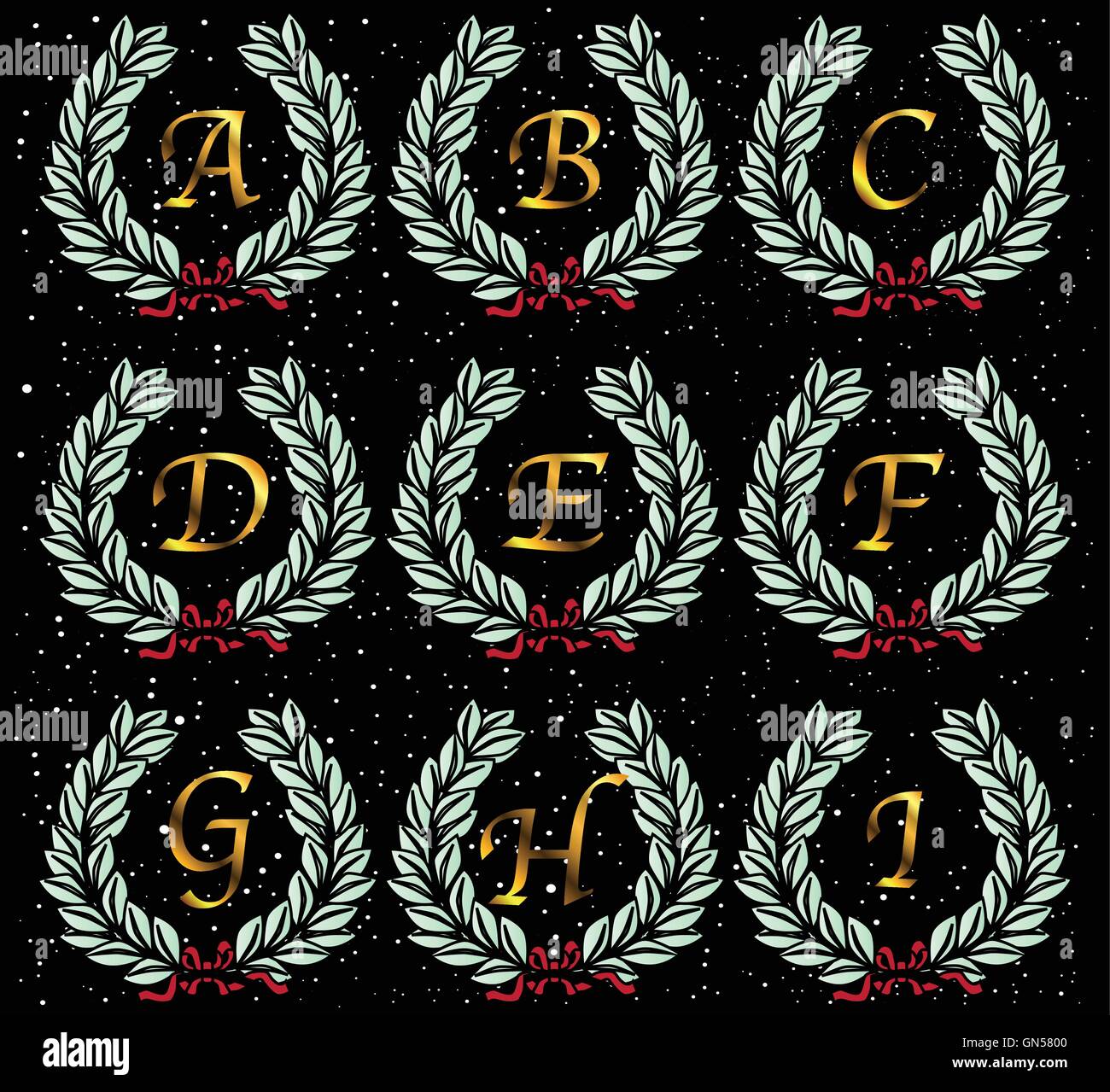 Gold Leaf Letters Stock Vector Images - Alamy