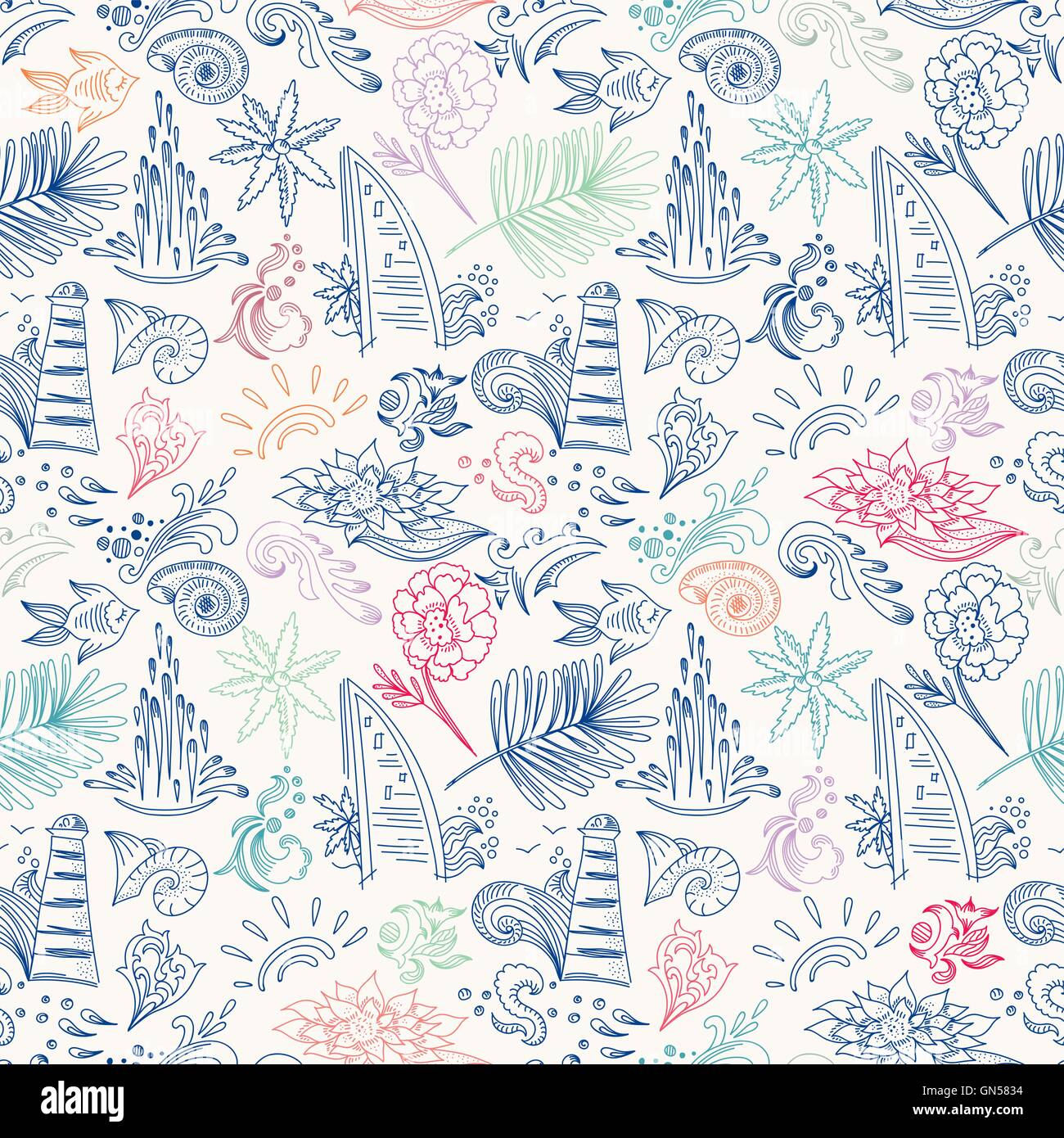 Colorful sketch travel pattern Stock Vector Image & Art - Alamy