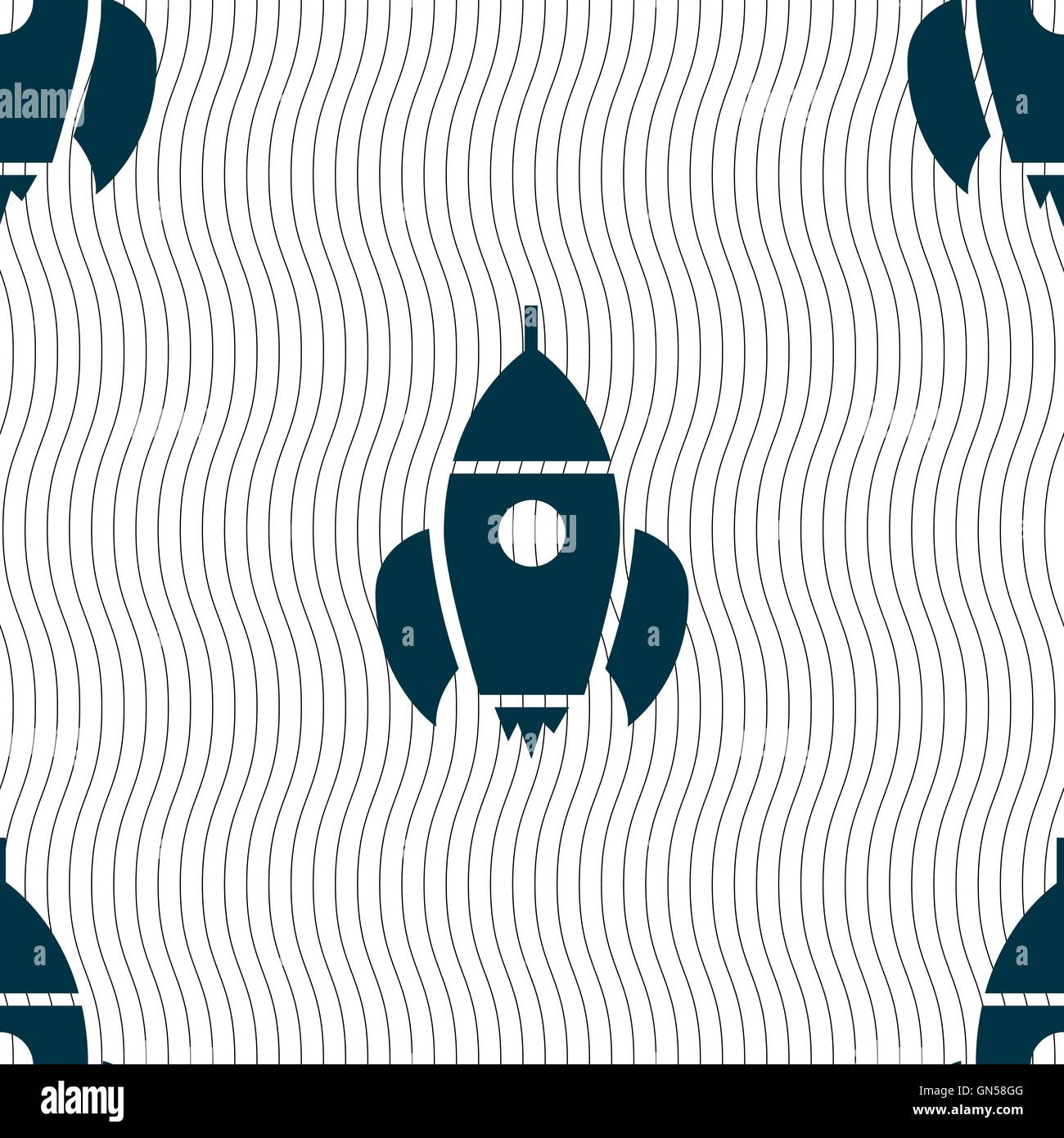 Rocket icon sign. Seamless pattern with geometric texture. Vector Stock ...