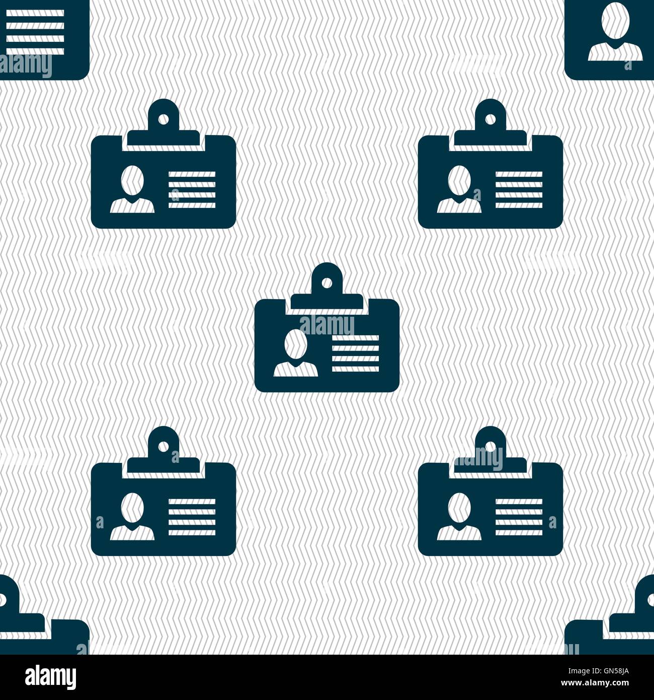 Identification card icon sign. Seamless pattern with geometric texture ...