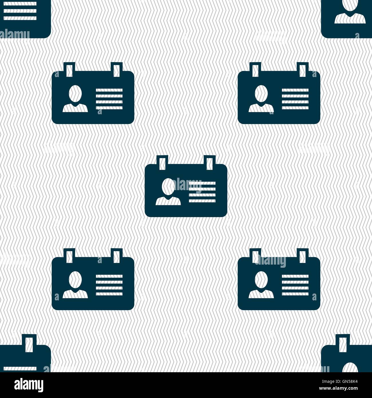 Identification card icon sign. Seamless pattern with geometric texture ...