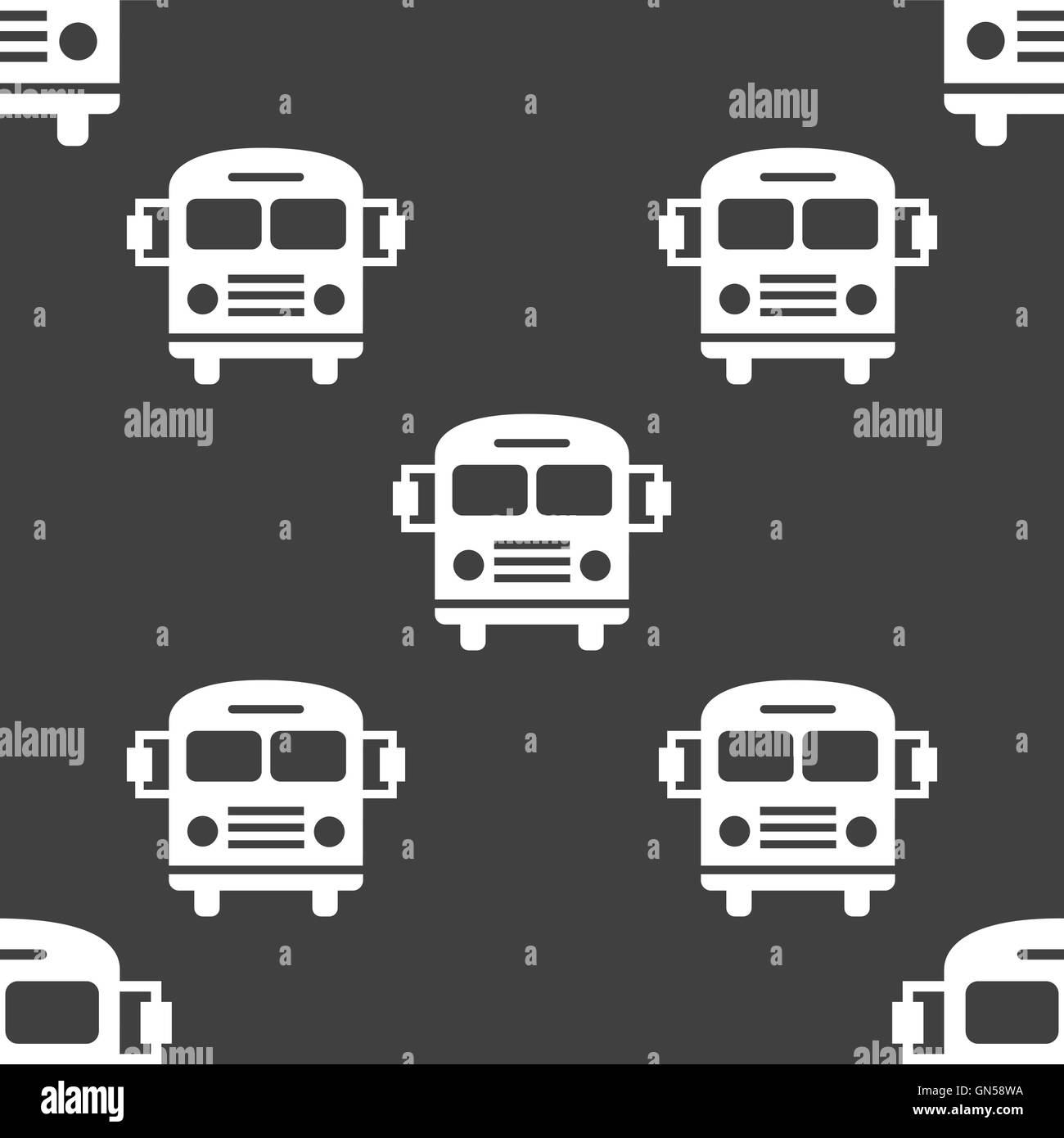 Bus icon sign. Seamless pattern on a gray background. Vector Stock ...
