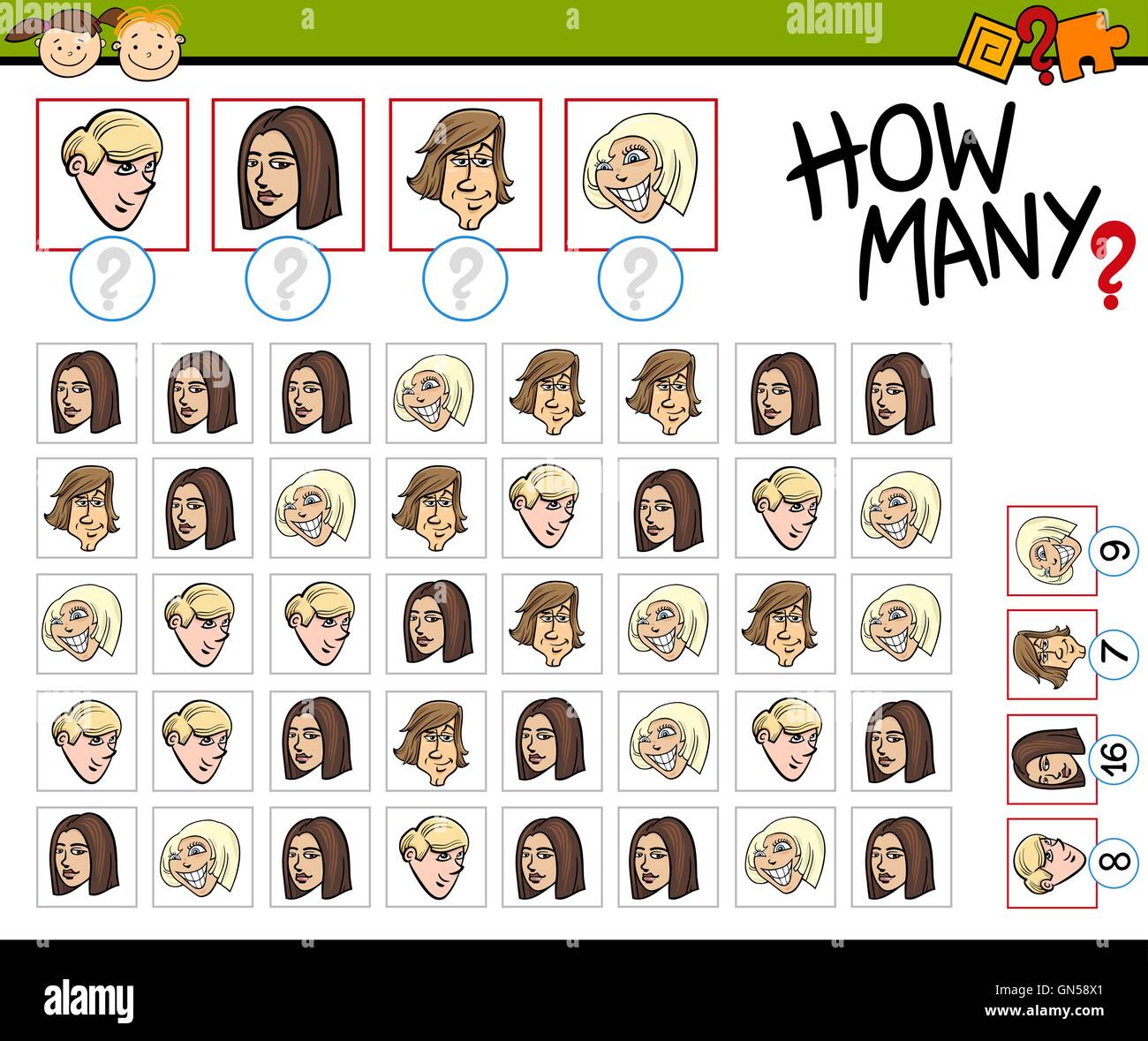 preschool counting task cartoon Stock Vector Image & Art - Alamy