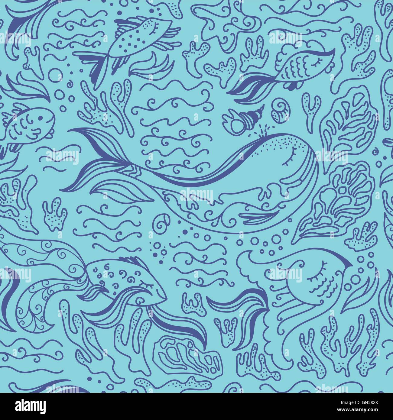 Blue sea pattern Stock Vector Image & Art - Alamy