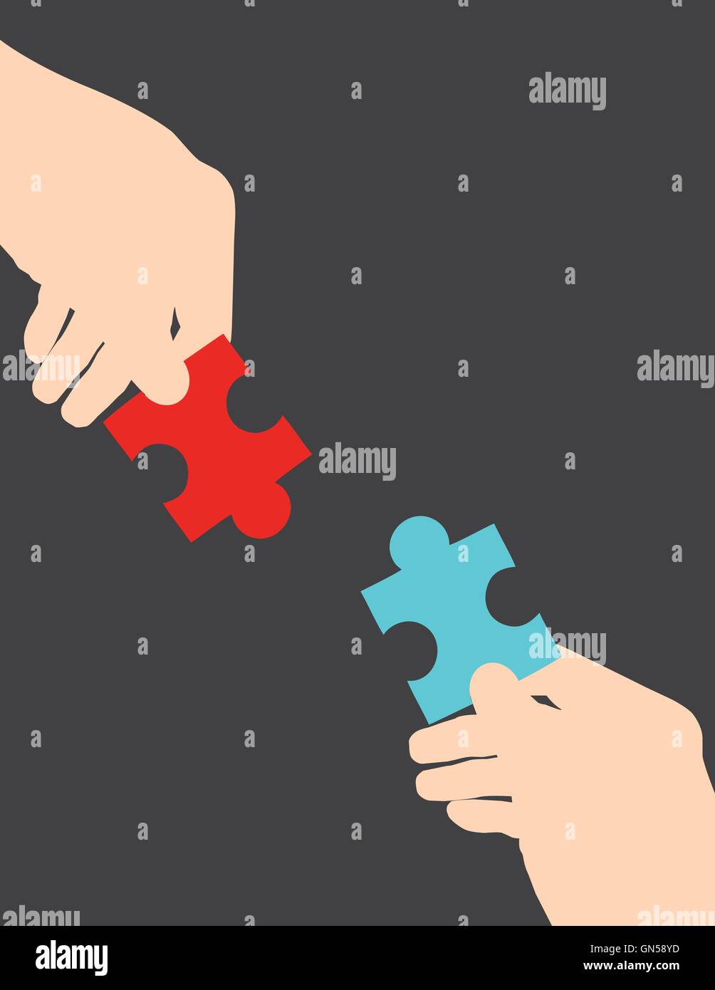 Jigsaw hand puzzle color Stock Vector Images - Alamy